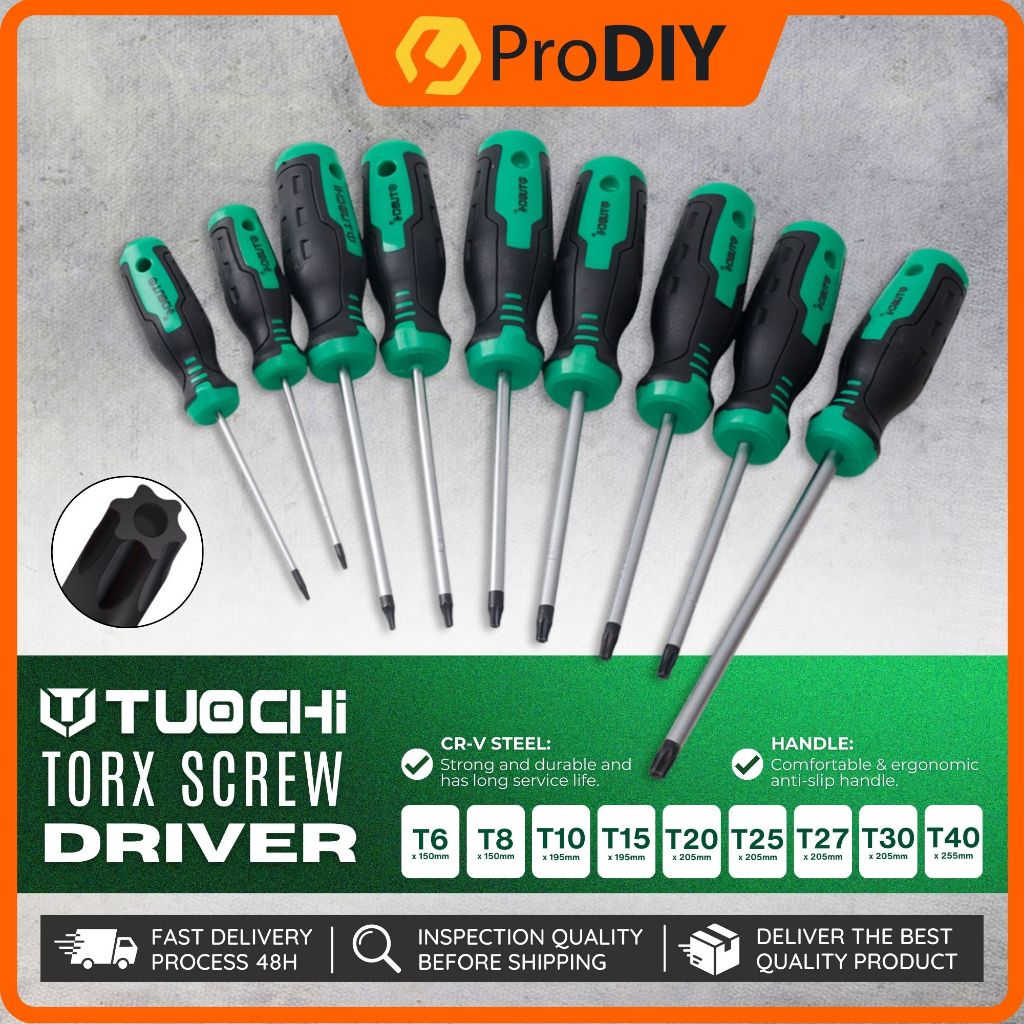 TUOCHI Torx Screw Driver ไขควงแม่เหล็ก Hex Spru เครื่องมือซ่อมมือ (T6, T8, T10, T15, T20, T25 ...