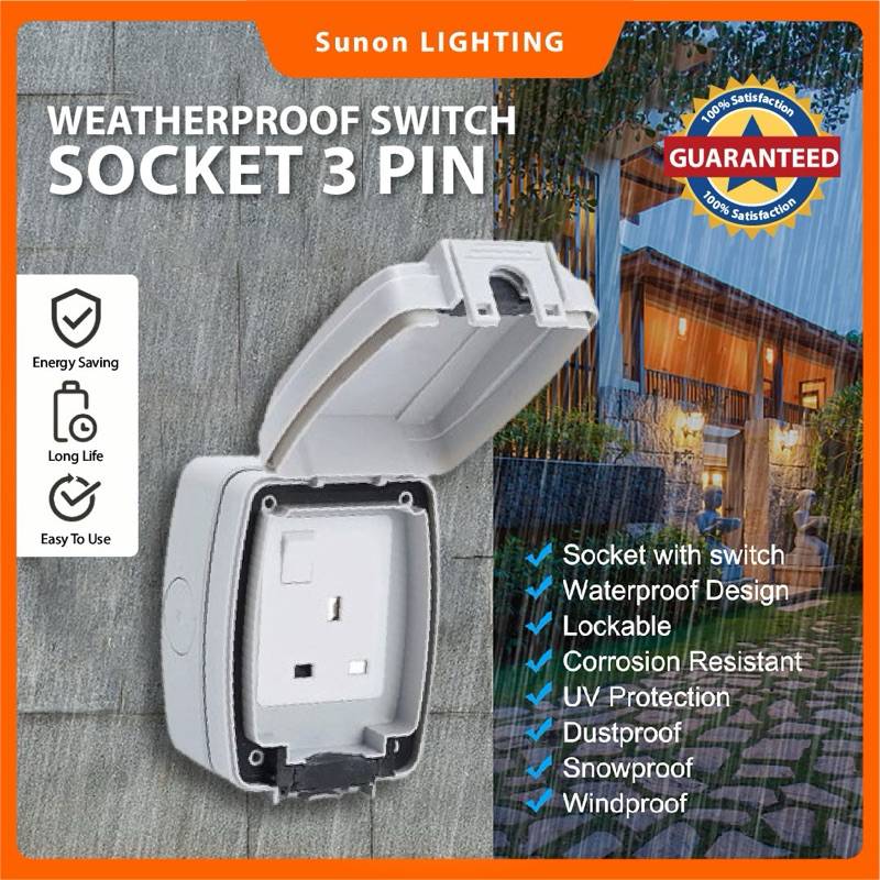 Weatherproof Switch Socket 13A Weather Proof Switched Socket 3Pin ...