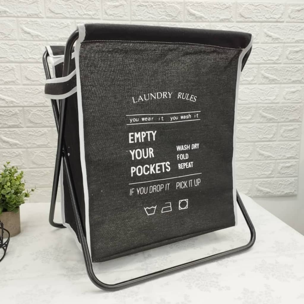 37612 FOLDABLE COTTON LINEN LAUNDRY ที่เก็บตะกร้าพร้อมโครงเหล็ก ...
