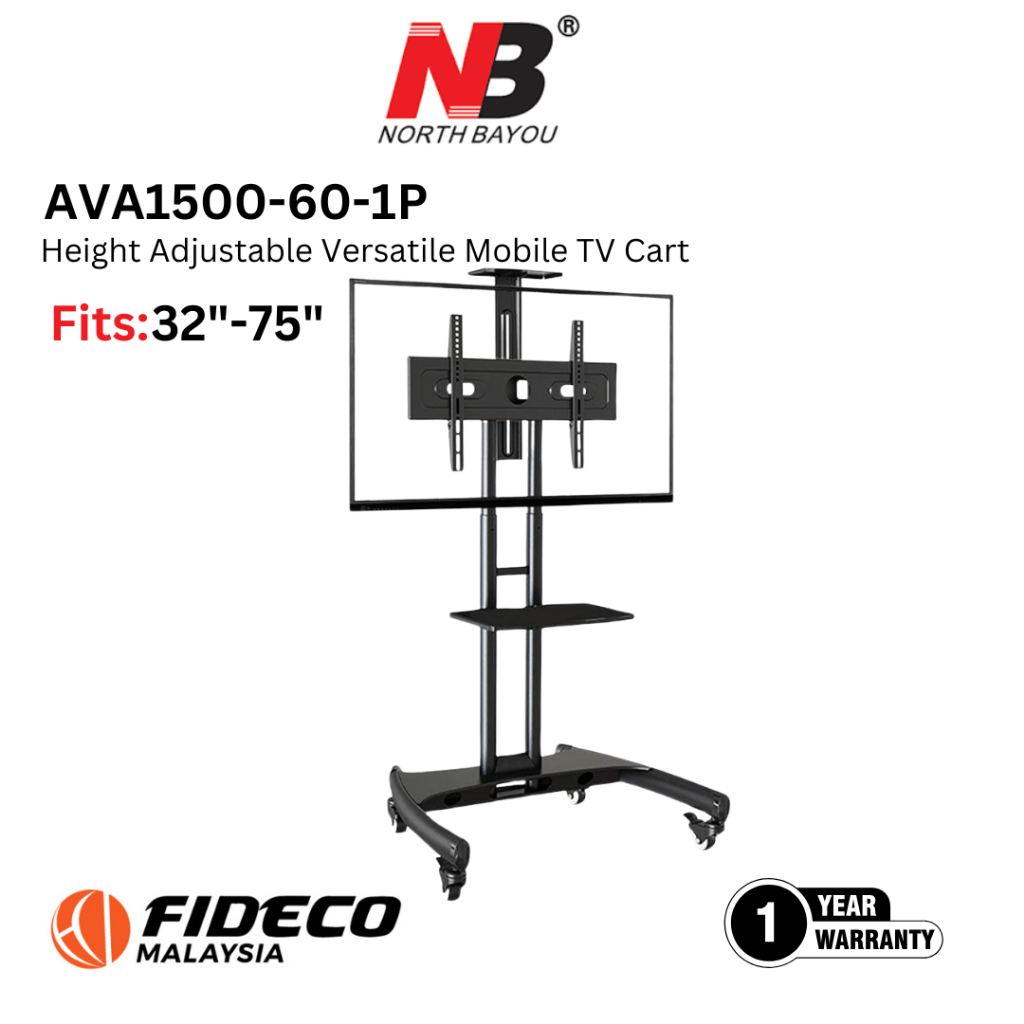 NB North Bayou AVA1500-60-1P 32"-75" ปรับความสูงได้ TV Trolley Cart Stand ขาตั้งทีวี | Shopee ...