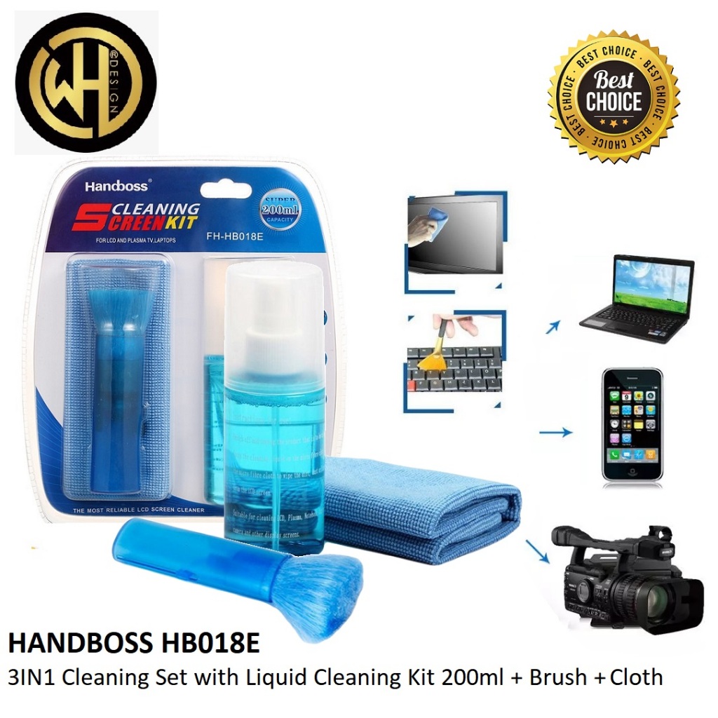 HANDBOSS HB018E 3IN1 LCD LED MONITOR SCREEN LIQUID CLEANING KIT 200ML ...