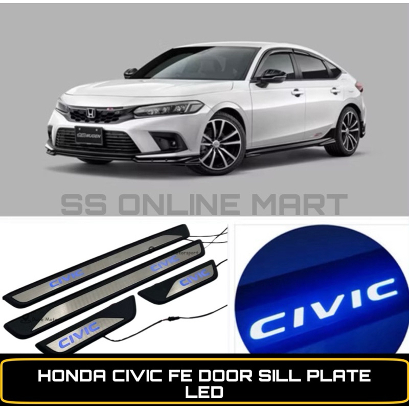 Honda CIVIC FE 2022-2025 รถ LED ประตูเลื่อนแผ่นประตูด้านข้าง STEP PANEL ...