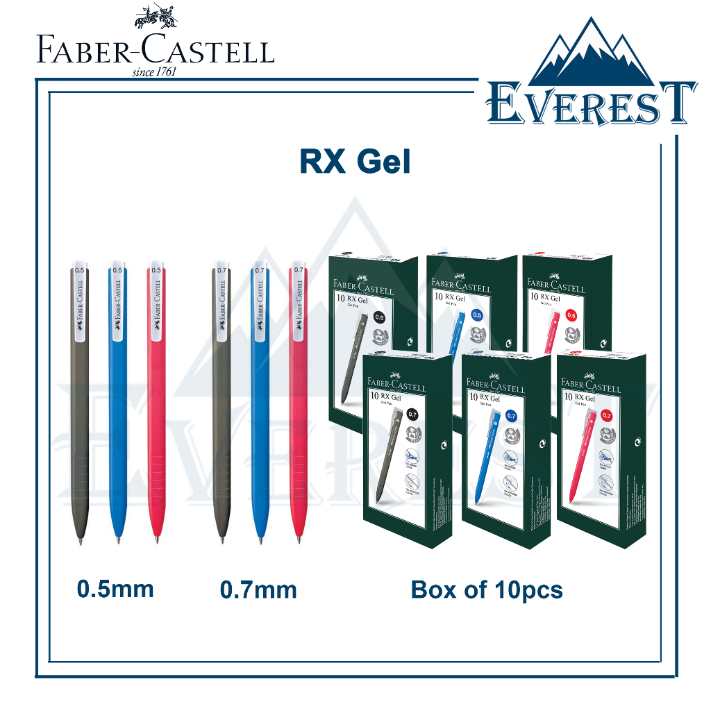 [EVE] Faber Castell RX Gel Pen 0.5/0.7mm Black/Blue/Red Per Box (1Box ...