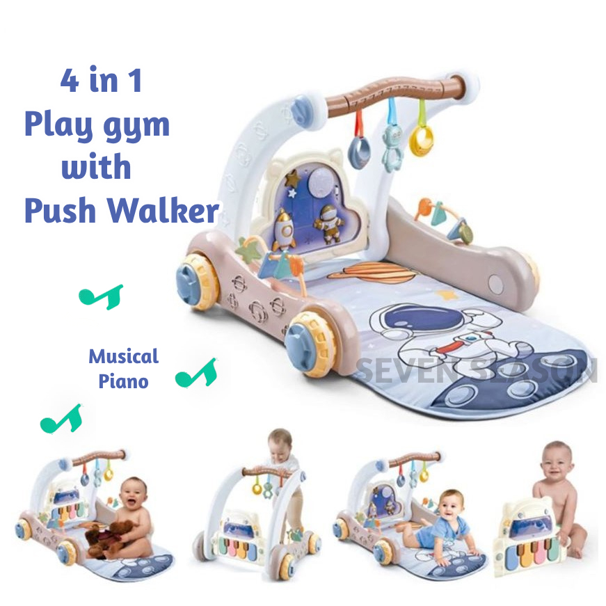 4 in 1 Baby Play Gym + Baby Push Walker พร้อมเพลงเปียโนของเล่นพื้นที่ ...