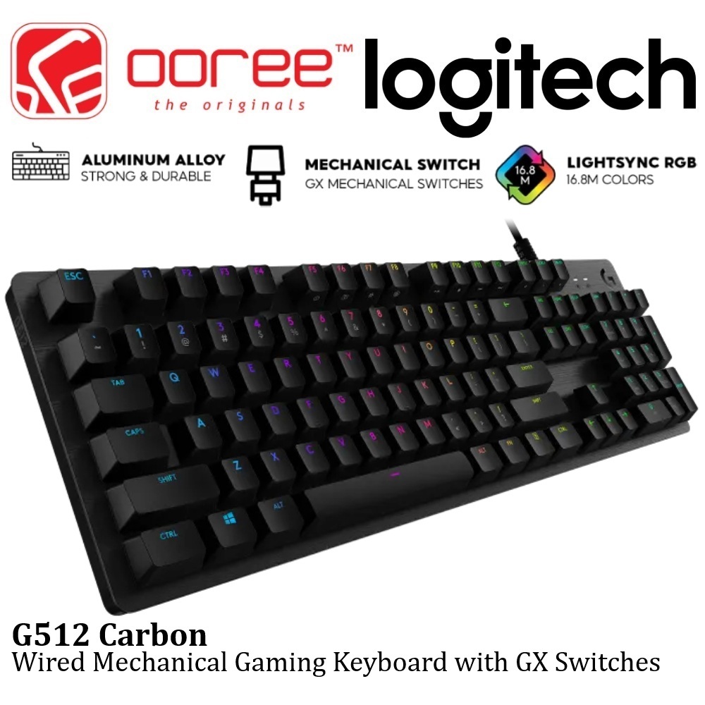 Logitech G512 CARBON LIGHTSYNC RGB WIRED MECHANICAL GAMING KEYBOARD ...