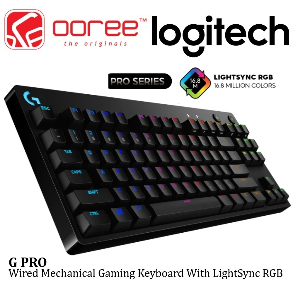 คีย์บอร์ดเกมกล LOGITECH G PRO WIRED พร้อมสวิตช์ LIGHTSYNC RGB / GX BLUE ...