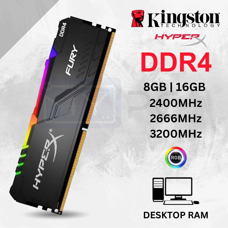 * Ddr4 ท้องถิ่น Kingston Hyperx Fury RGB 8GB 16GB 2400 2666 3200 ...