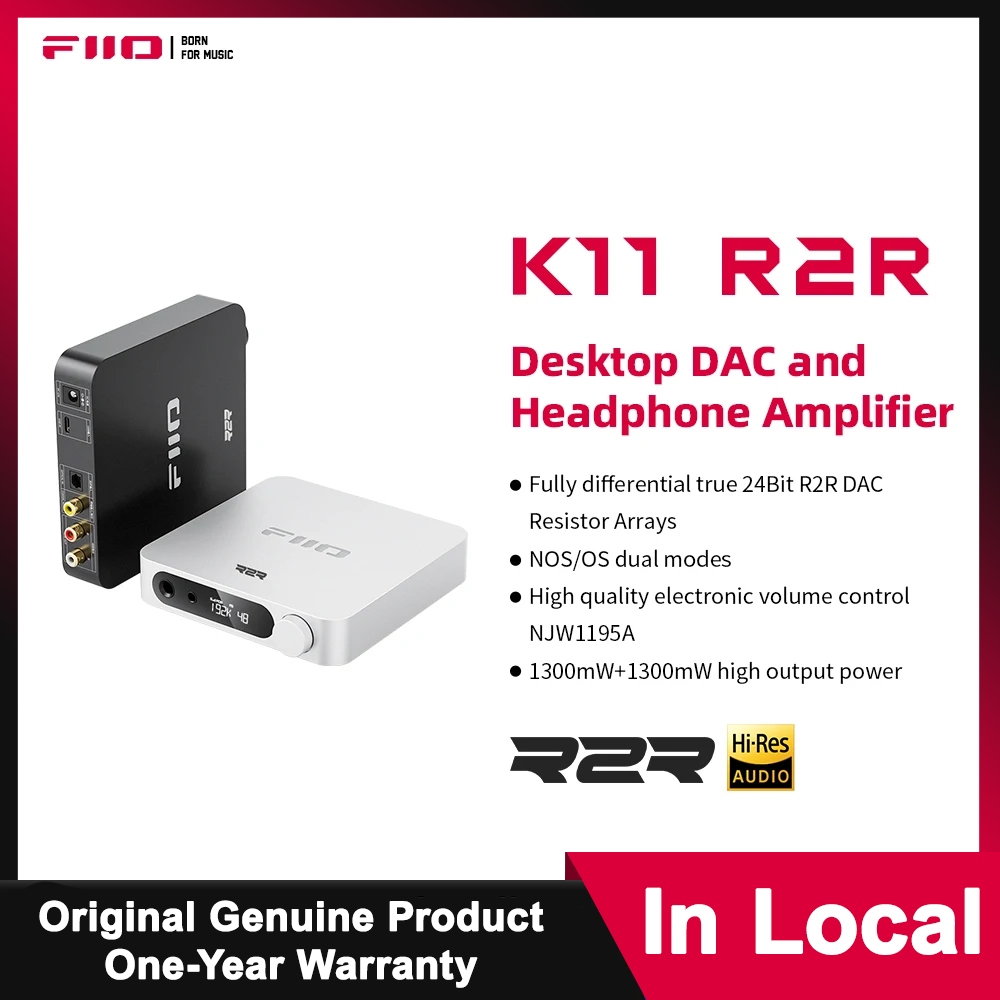 Fiio K11 R2R DAC และเครื่องขยายเสียงหูฟังสําหรับ Home Audio หรือ PC 6.35 มม.และ Balanced 4.4 มม. ...