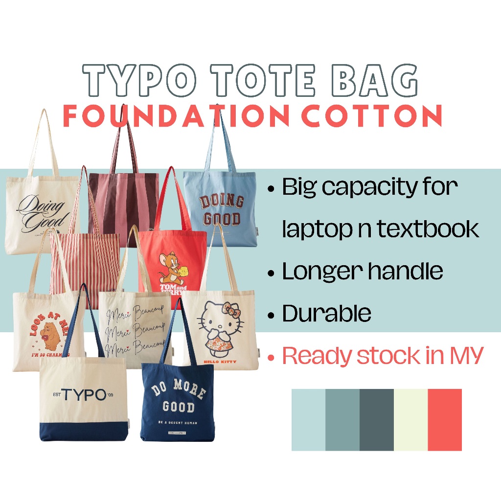 Typo Foundation Cotton Adults & Kids Organic Tote Bag / หนังสือกระเป๋า ...