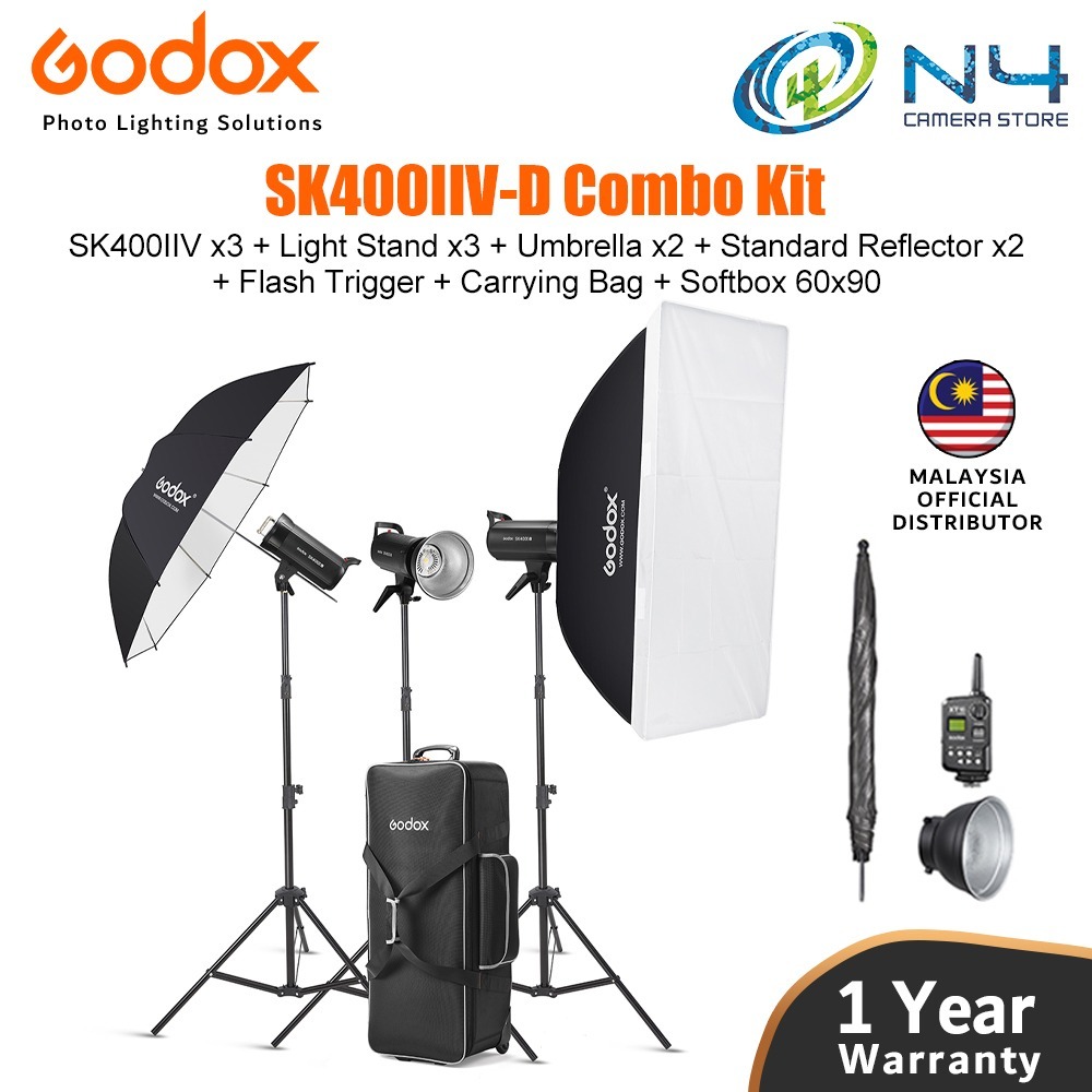 Godox SK400II-V Studio Flash Monolight Set พร้อม Softbox และขาตั้งไฟ ...