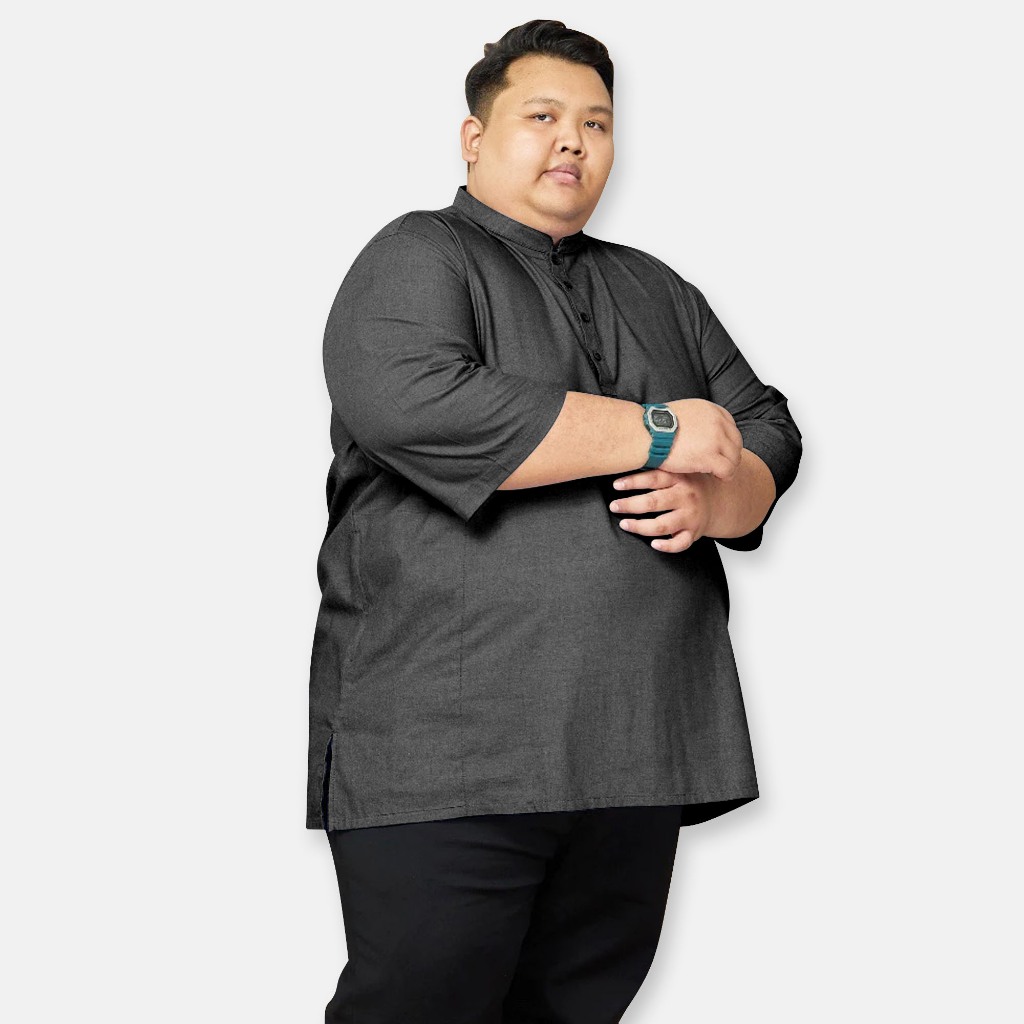 PLUS SIZE KURTA LELAKI ¾ SLEEVES KURTA BERKOLAR BIG SIZE KURTA RAYA ...