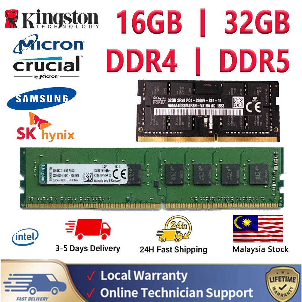 MIX ยี่ห้อ DDR4 DDR5 16GB/32GB 2133/2400/2666/2933/3200MHZ หน่วยความจําเดสก์ท็อป RAM PC โน้ตบุ๊ค ...