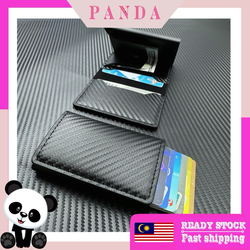 Dompet Lelaki Slim RFID Anti Scan กระเป๋าสตางค์คาร์บอนไฟเบอร์ผู้ถือบัตร ...