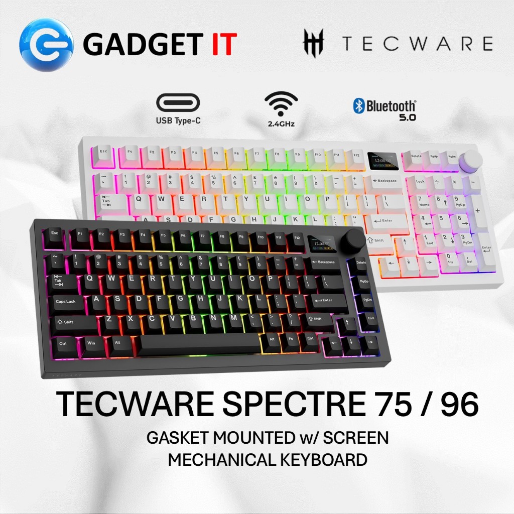 TECWARE SPECTRE 75 / 96 GASKET MOUNT WIRELESS RGB MECHANICAL KEYBOARD ...