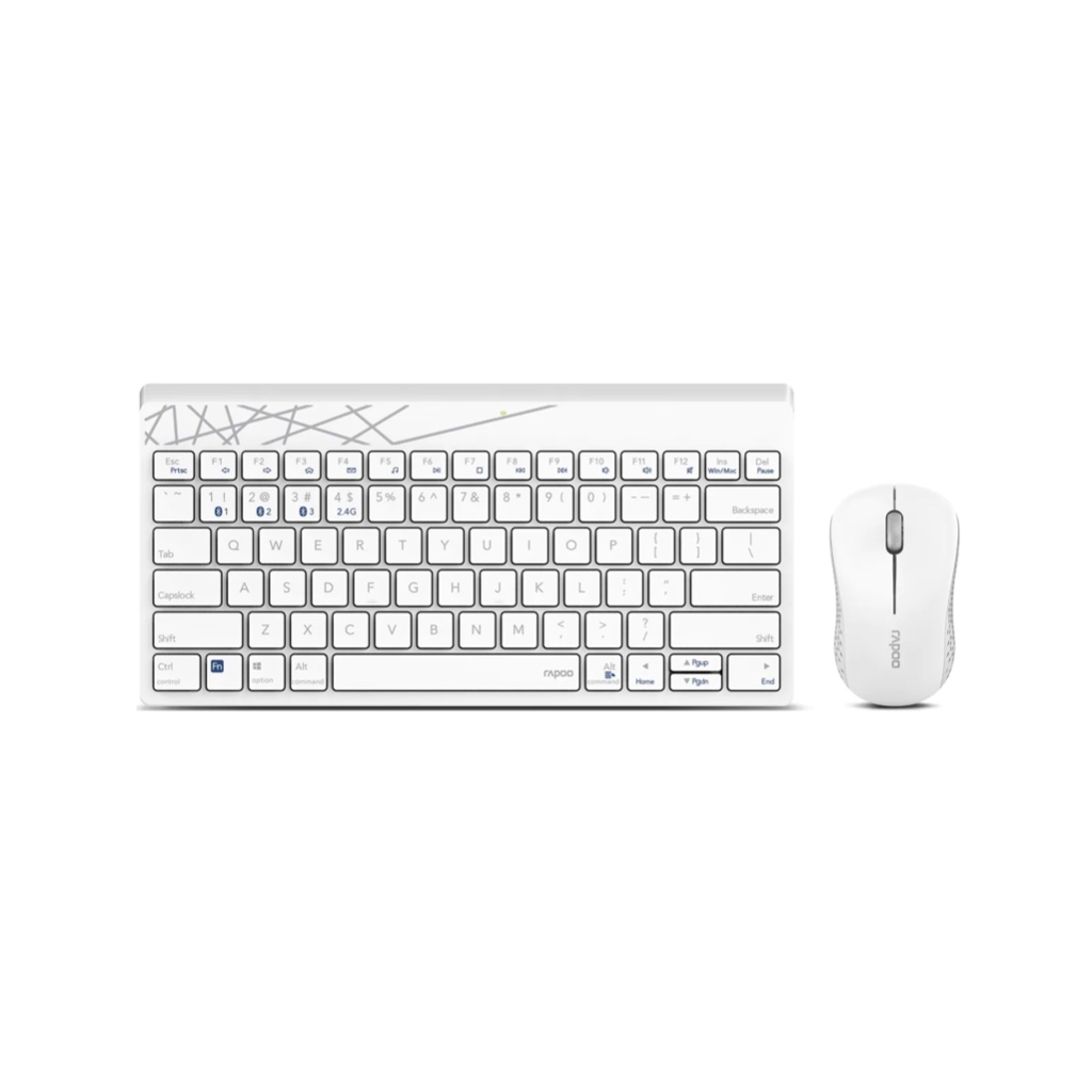 Rapoo 8000M คีย์บอร์ดและเมาส์ไร้สายหลายโหมด Combo สีขาว | Shopee Thailand