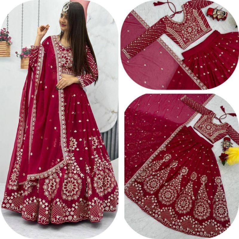 Broidered FULL STITCH LEHENGA CHOLI | Shopee Thailand