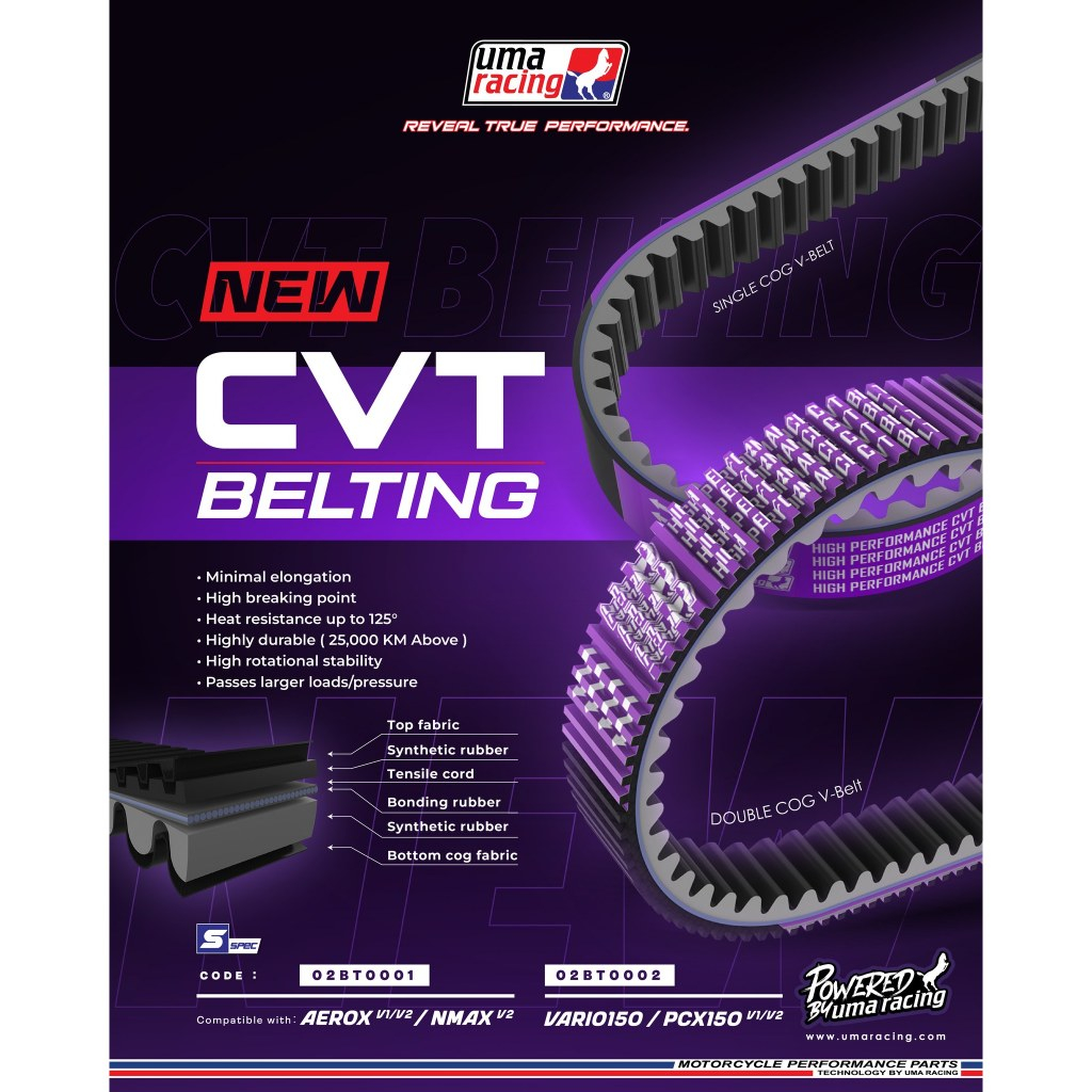 Uma RACING CVT BELTING V BELT 3in1 NVX V1/V2 NMAX V2 VARIO150 PCX150 V1 ...