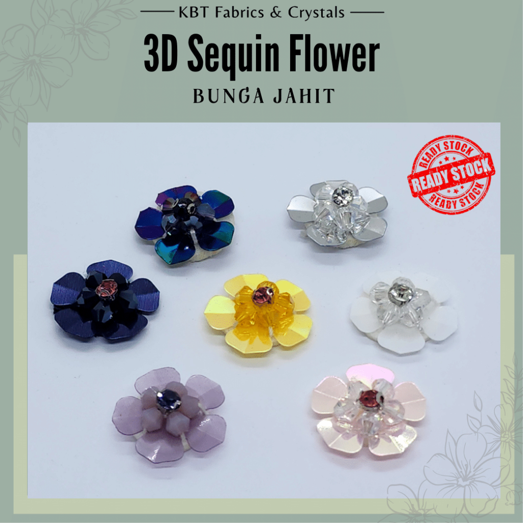 [1 ชิ้น] 三维 เย็บบนดอกไม้ Bunga เลื่อม Jahit ทําด้วยมือพิเศษสําหรับเสื้อ ...
