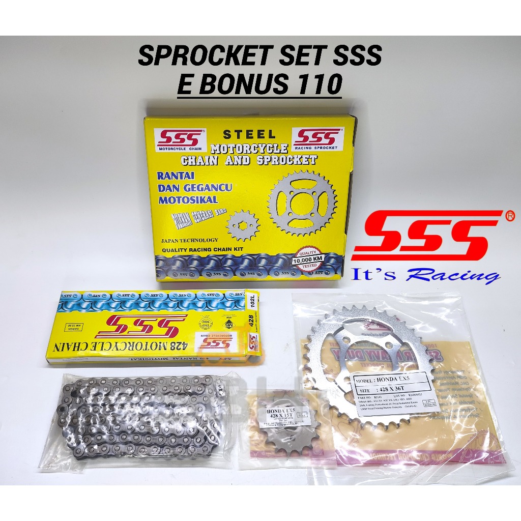 E BONUS 110 SPROCKET SET 428 SPROCKET RANTAI CHAIN & SPROCKET SET SSS (428 15T X 36T ~ 38T X ...