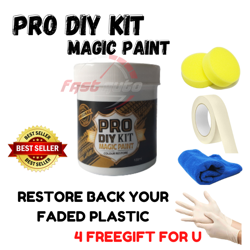 PRO DIY KIT Cat Magic Hitam พลาสติก Restorer Black Wax Cat Dashboard ...