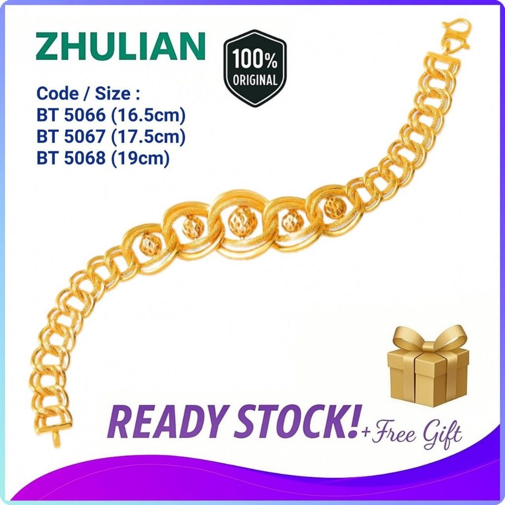 [BT5066/BT5067/BT5068] Zhulian Double Link Chain Bracelet ชุบทอง (CoCoCoCoboba Berputar ...