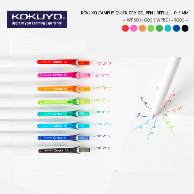 KOKUYO CAMPUS QUICK DRY GEL PEN REFILL 0.5MM WPB01-G05 WPB01-RG05 | Shopee Thailand