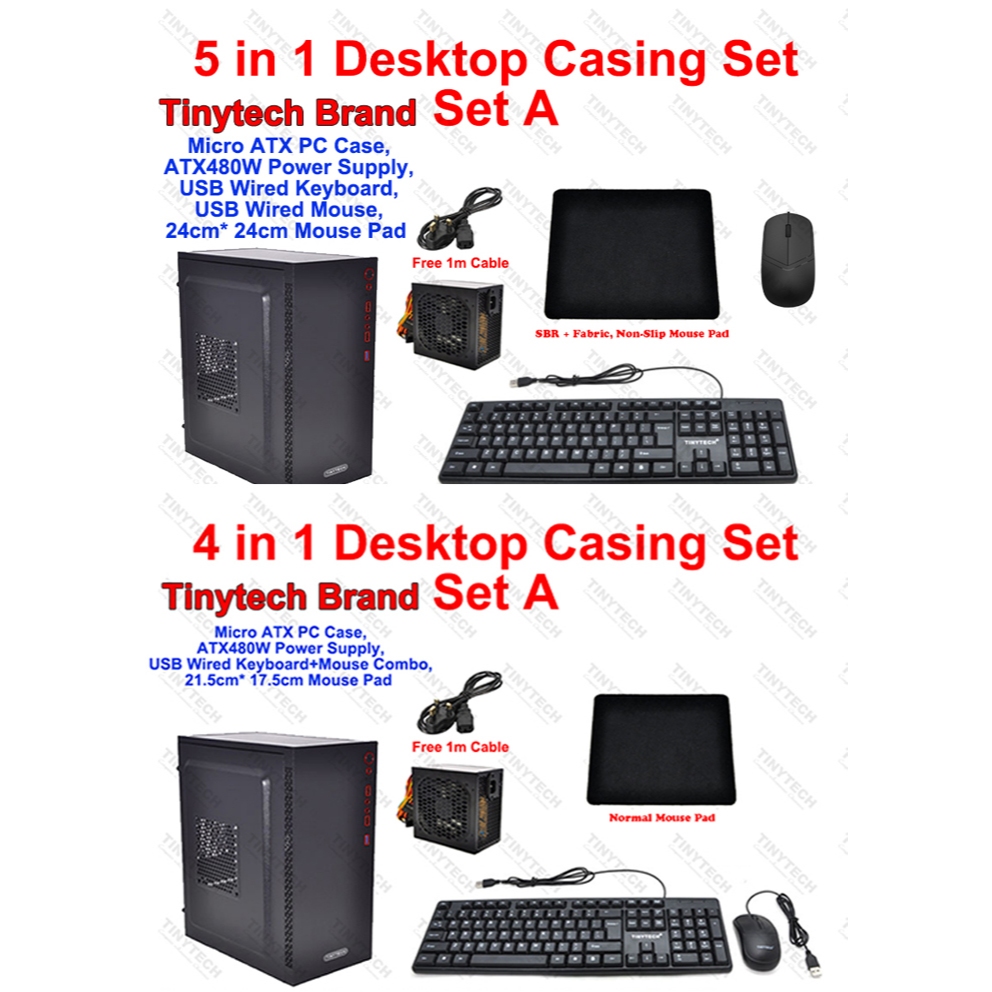TINYTECH MICRO ATX CASING BUDGET (4IN1) & (5IN1) VALUE SET MATX CASE PC/ DESKTOP TINYTECH MICRO ...