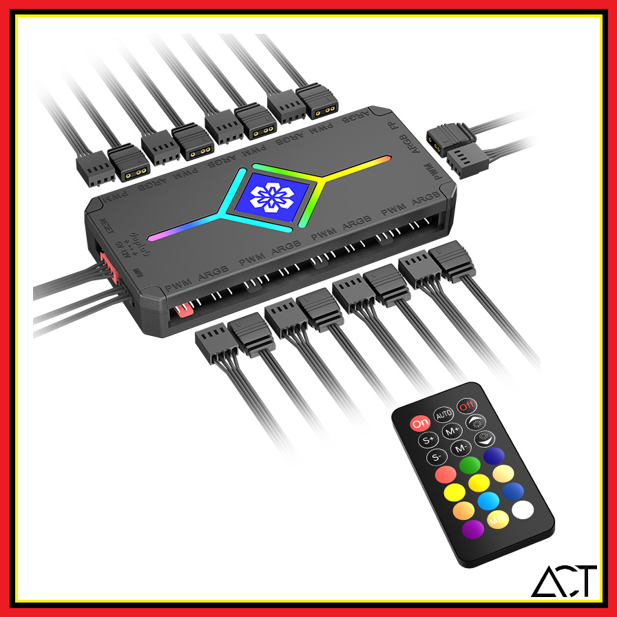 Hifrost ARGB Hub ( 5V 3PIN ARGB + 4 Pin PWM ) PC Case CPU Fan Controller Remote ARGB sink ...