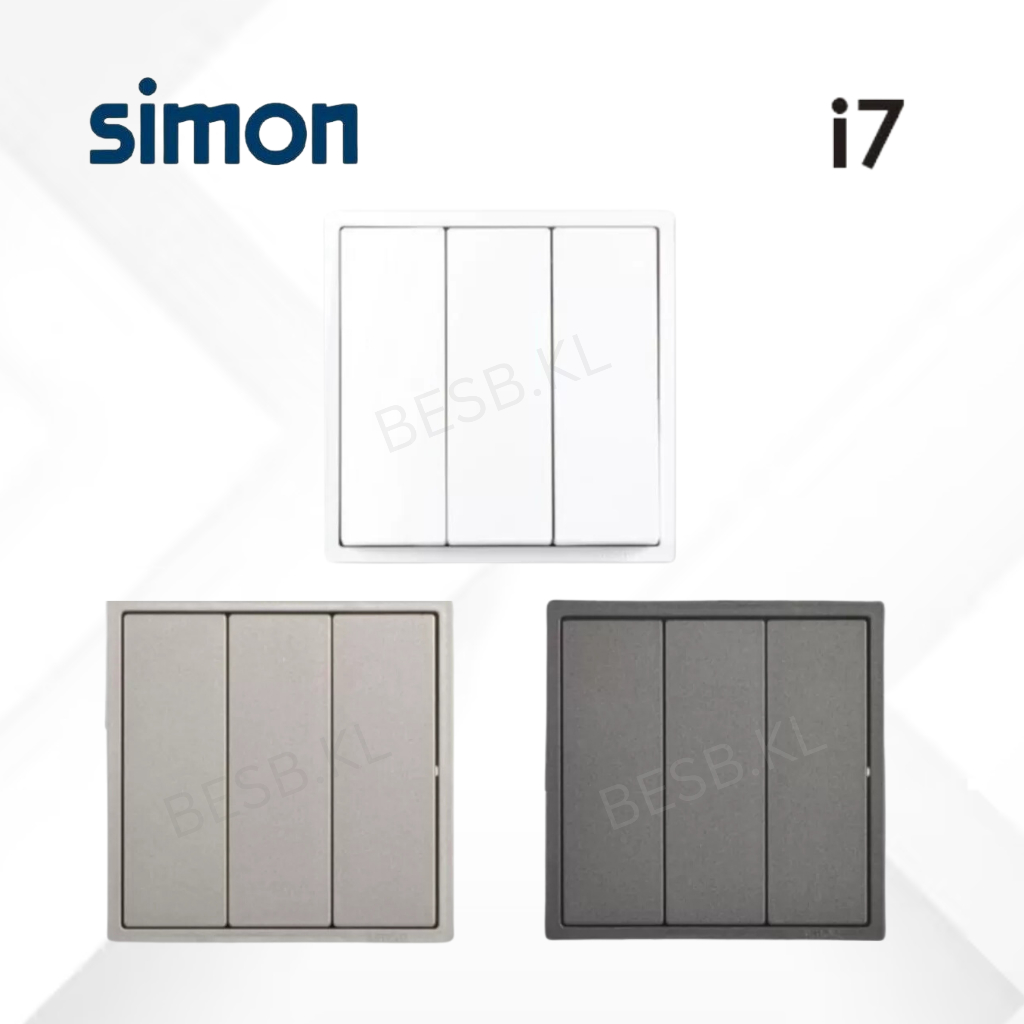 สวิตช์ Simon I7 701031 701032 16a 3 Gang 1/2 Way Matt สีขาวแชมเปญสีดํา ...