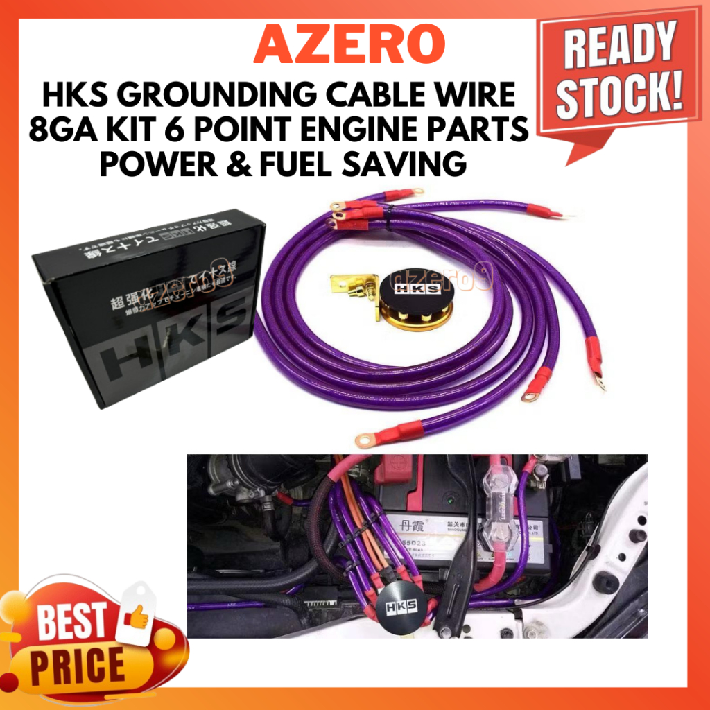 Hks Grounding Cable Wire 8GA Kit 6 Point Engine Parts Power & Fuel ...