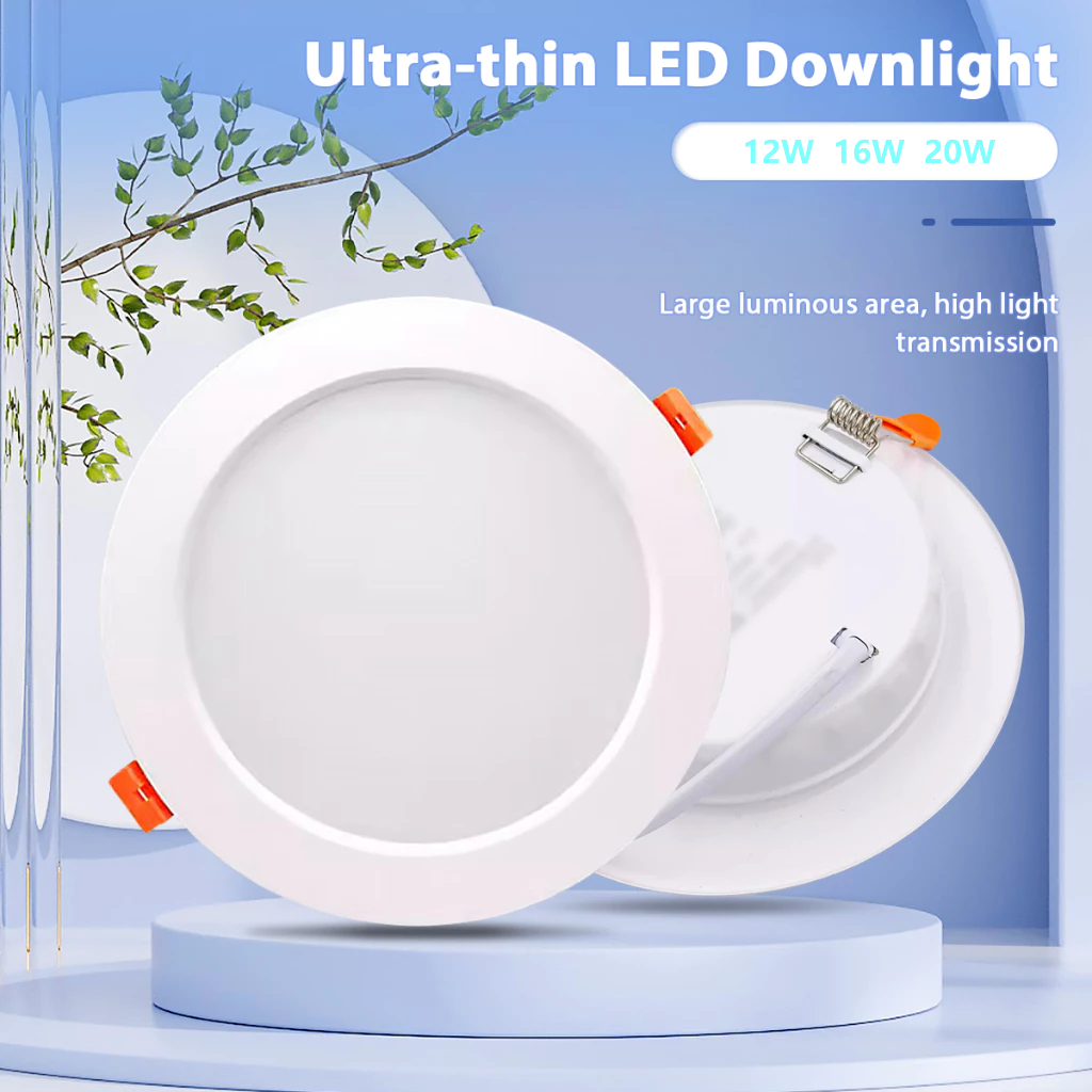 Led ดาวน์ไลท์ DOB 20W 16W 12W Lampu Siling Rumah รอบลงไฟสีขาว Home Room เพดาน Daylight 6500K ...