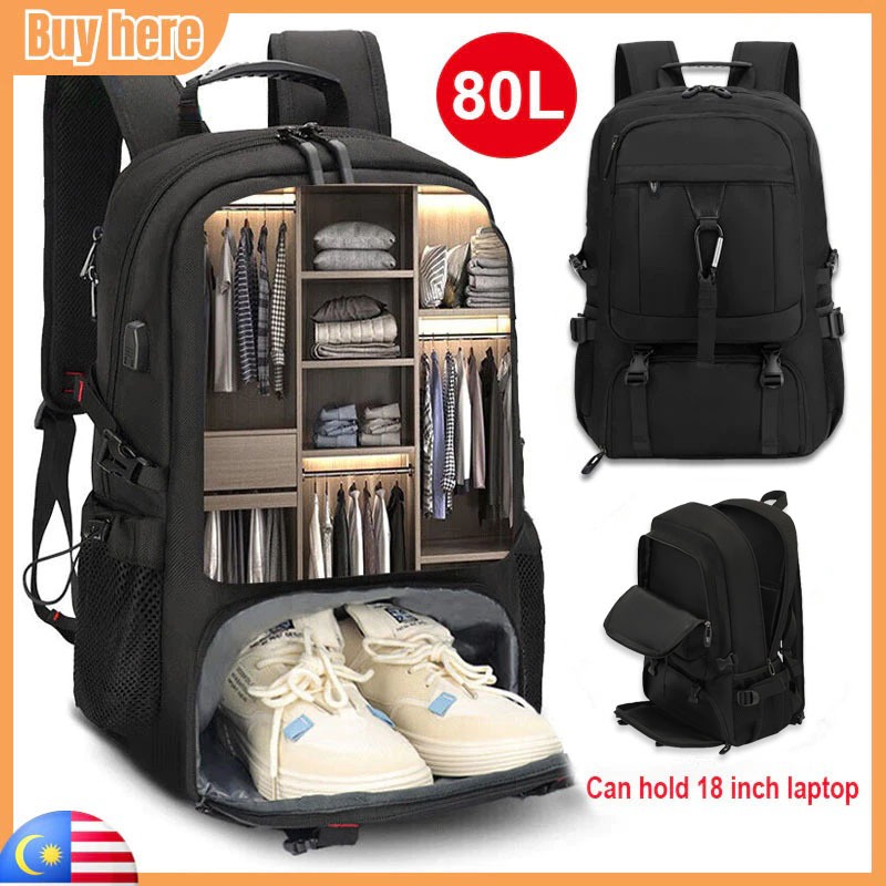 80l Travel Backpack beg galas lelaki Men Waterproof Laptop Bagpack 17/ ...