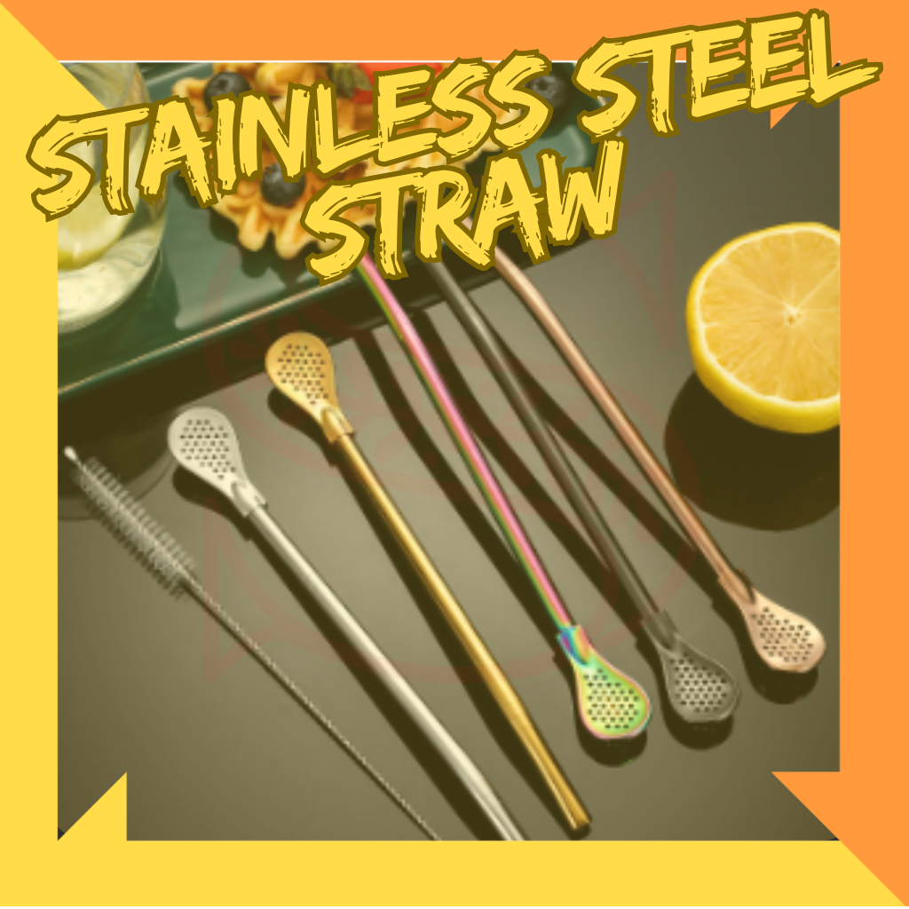 หลอดสแตนเลสพร้อมช้อนล้างทําความสะอาดได้ช้อน Cultive Reuseable Washable ...