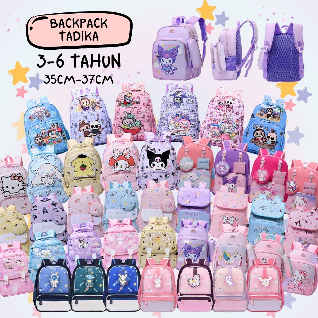 Kids Tadika Backpack / 3 - 6 Tahun / 35cm 37cm / Sanrio & Cartoon ...