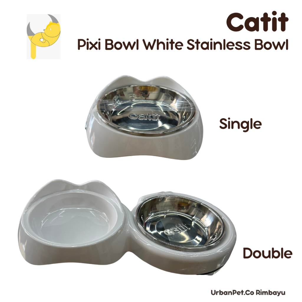 Catit Pixi Bowl ชามสแตนเลสสีขาว - เดี่ยว / คู่ | Shopee Thailand