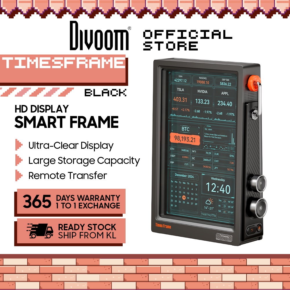 DIVOOM TIMES FRAME กรอบอัจฉริยะจอแสดงผล HD โปร่งใสเฉพาะ - สีดํา ...
