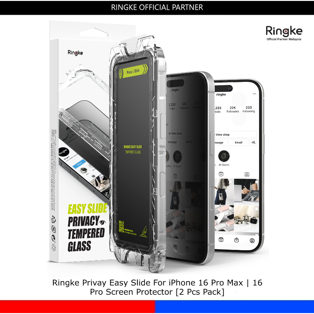 Ringke Privacy Easy Slide สําหรับ iPhone 16 Pro Max 16 Pro [2 ชิ้น Pack ...