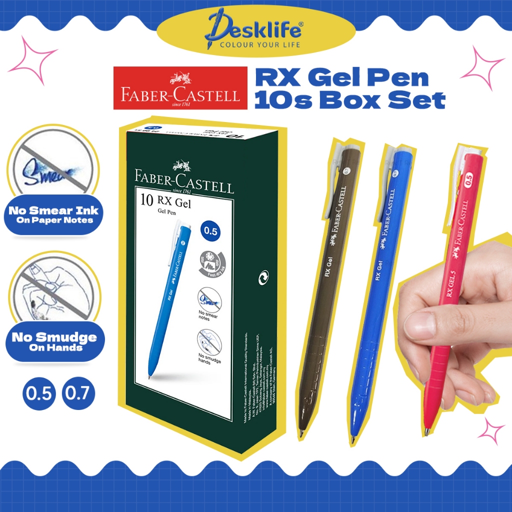 Faber Castell Pen RX Gel Pen 0.5 0.7 Black Blue Red Pen - (10/BX) ปากกา ...