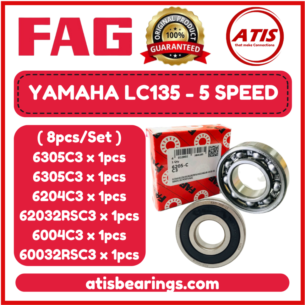 Fag YAMAHA LC135 5 SPEED ( 6 ชิ้น/เซ็ต-C3 แบริ่งเครื่องยนต์รถ ...
