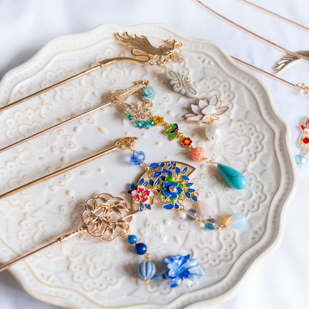 Ethereal Grace Hair Sticks บุ๊คมาร์ค Lotus ดอกไม้ผม Pin Handmade ...