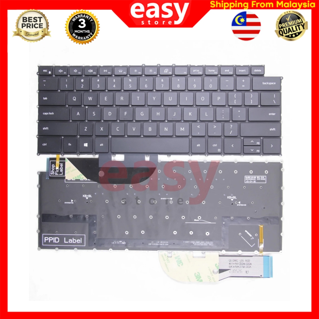 แป้นพิมพ์ US Backlit สําหรับ Dell XPS 15 9500 9510 9520 P91F,XPS 17 ...