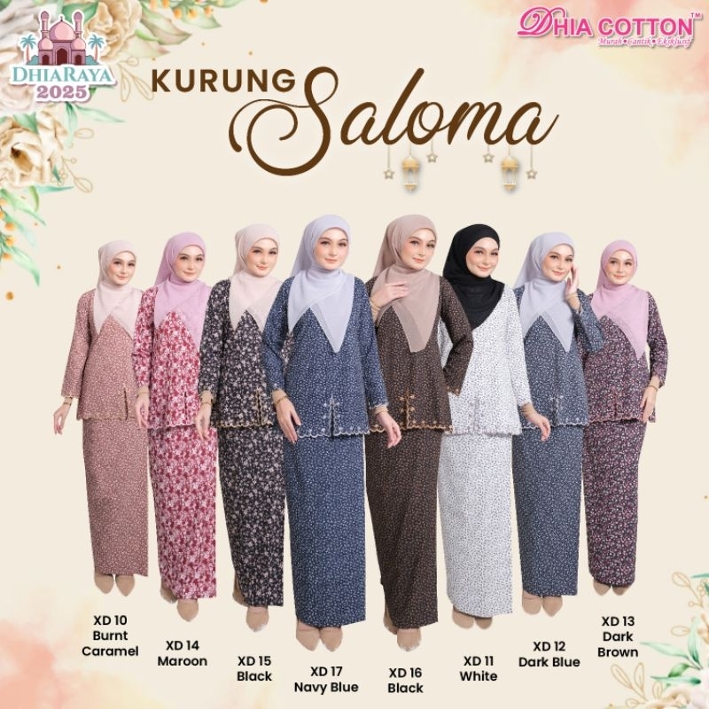 Dhia RAYA 2025 BAJU RAYA KURUNG SALOMA DHIA COTTON BF เพื่อน | Shopee ...