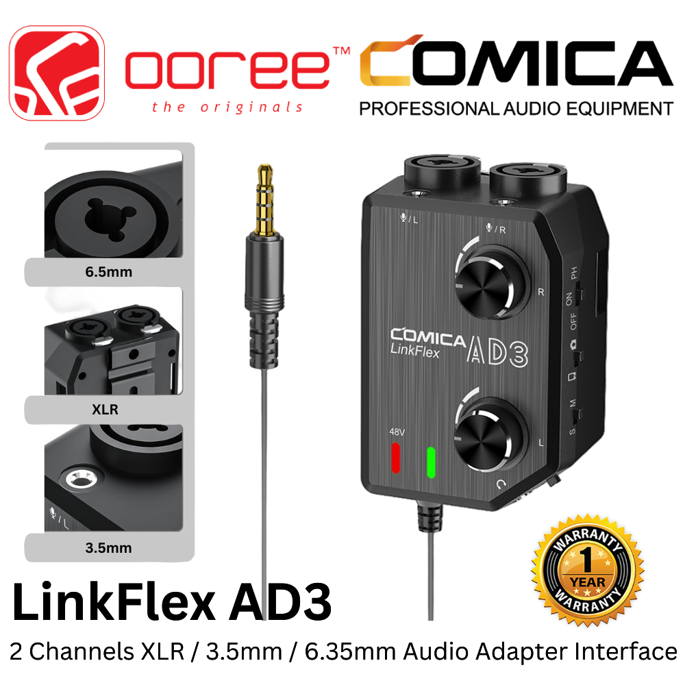 Comica LINKFLEX AD3 TWO-CHANNELS XLR / 3.5MM / 6.35MM AUDIO PREAMP ...