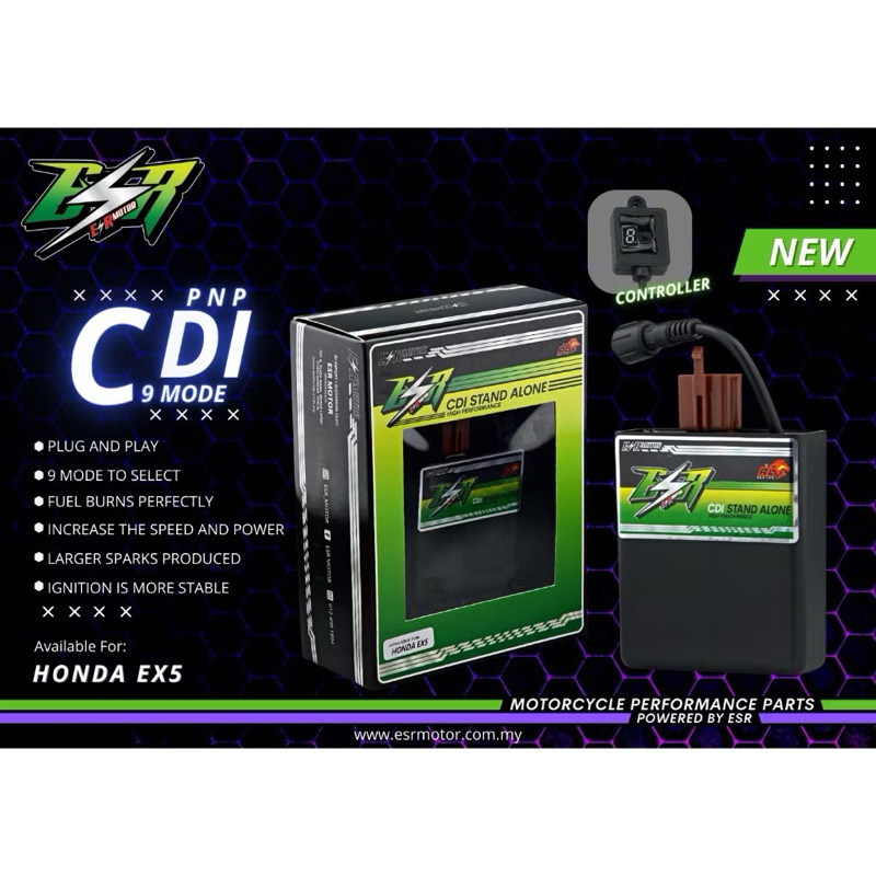 Esr MOTOR CDI 9 โหมด LC135 V1-V7 / EX5 / DREAM / WAVE100 RED LEO CDI SIP CABLE โหมด ANTILAG ...