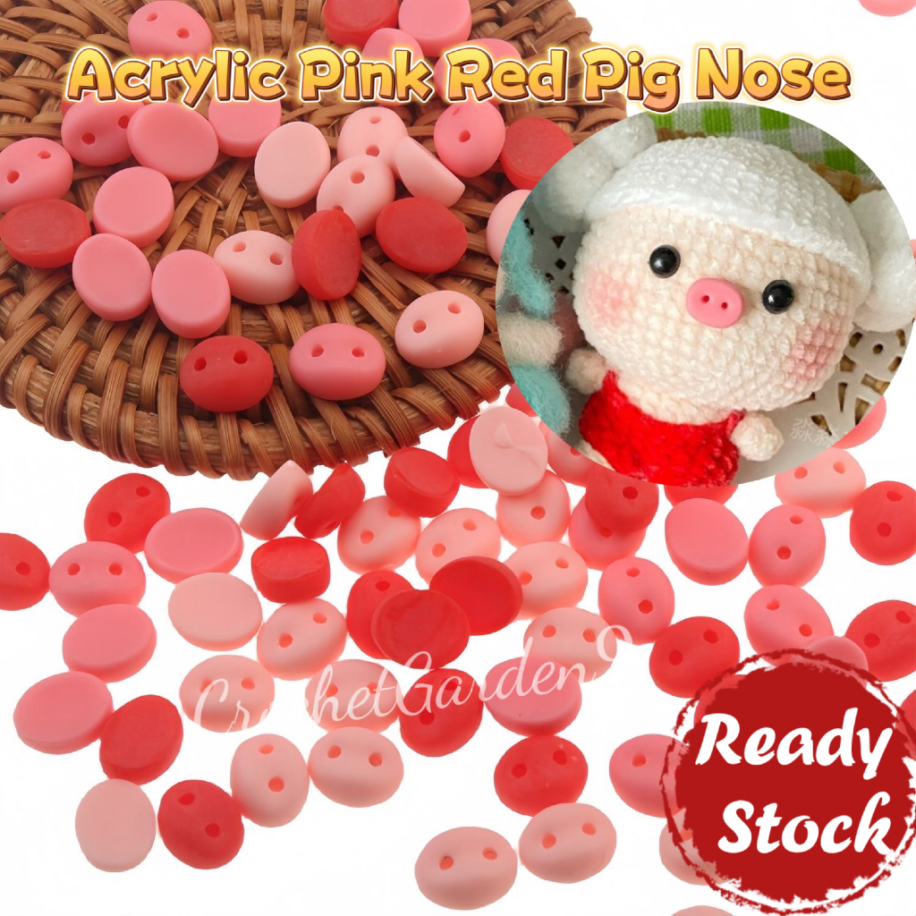 8x10 มม.DIY Cutie อะคริลิคสีชมพูสีแดงหมูจมูกอุปกรณ์เสริม Hidung Babi ...