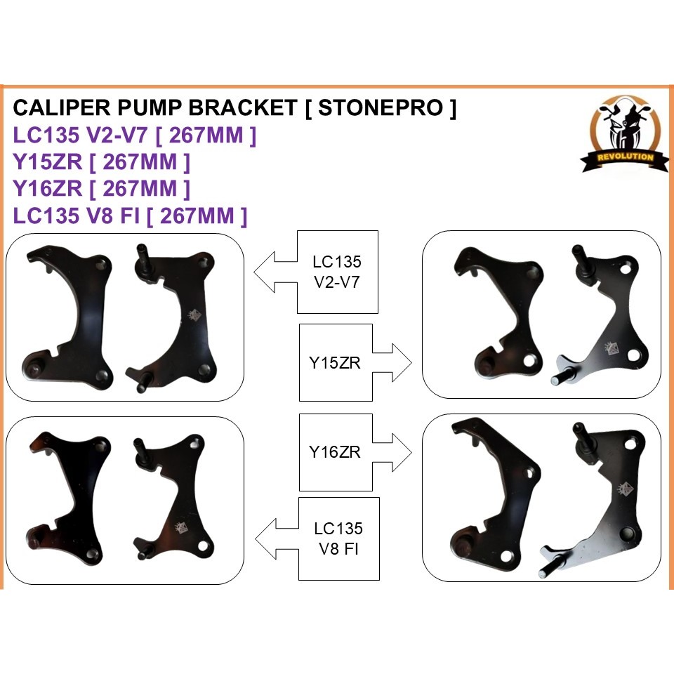 267MM TRC STONEPRO ขายึดปั๊มคาลิปเปอร์ Y16ZR y15zr lc135 v1-V8 แผ่น pnp ...