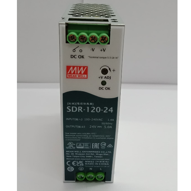 Meanwell SDR-120-24 พาวเวอร์ซัพพลาย 120W 24V 5A DIN RAIL MEAN WELL SDR120-24 | Shopee Thailand