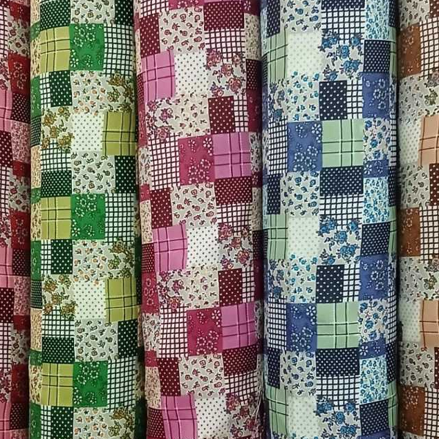 ผ้าฝ้ายโพลีเอสเตอร์ / Kain Tetron โพลีเอสเตอร์ Cotton Corak Petak ...