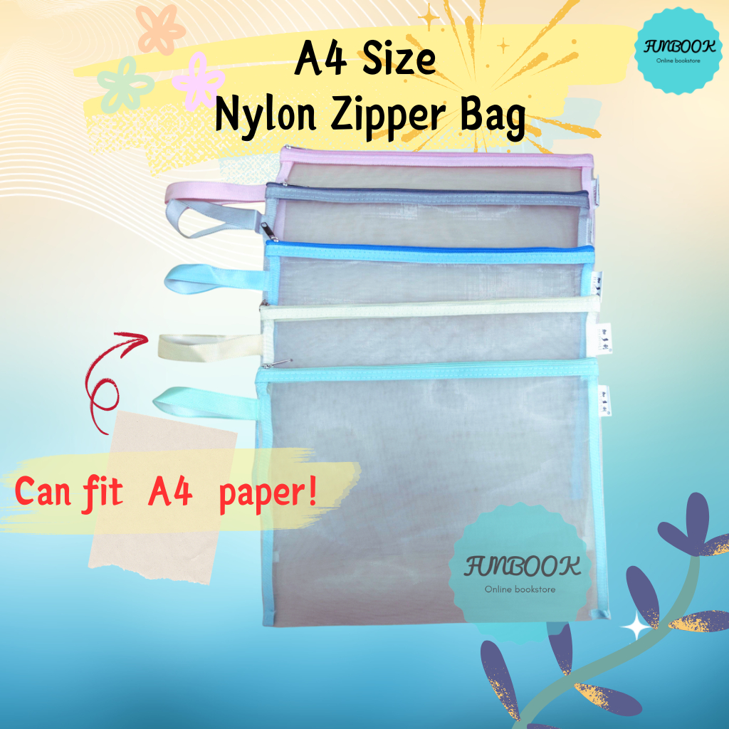 [FUNBOOK] A4 Size Nylon Zipper Document Bag / File Folder Zipper Bag ...