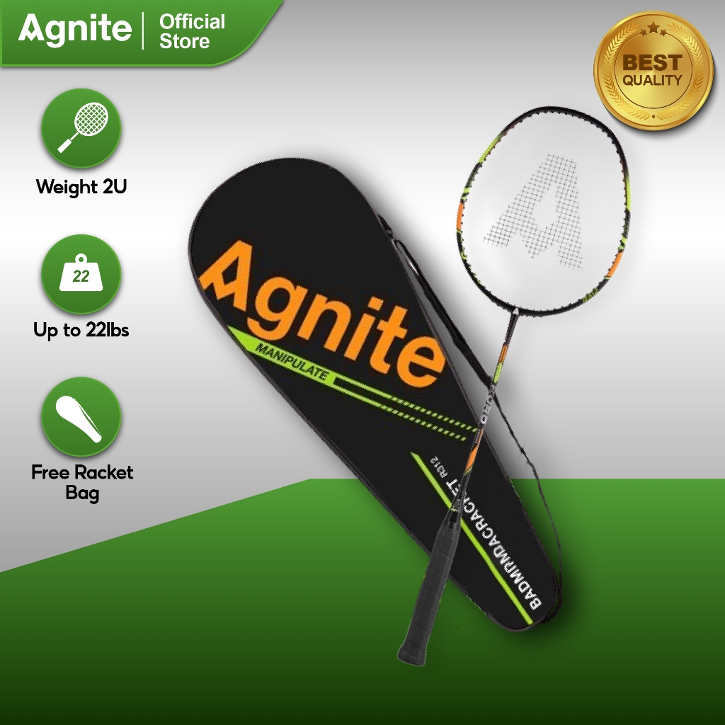 Agnite Carbon Fibre Shaft Aluminium Frame ไม้แบดมินตันแบบบูรณาการ 2U ...
